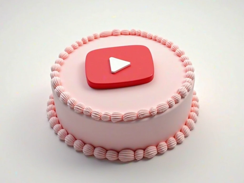 YouTube logo cake, a realistic 3D render of a birthday cake decorated ...