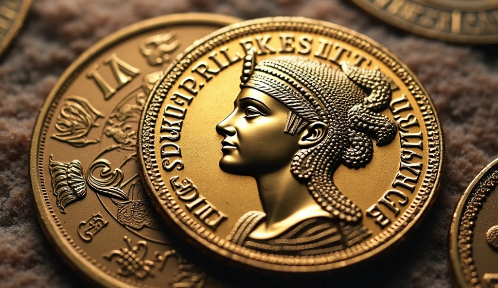 Cleopatra's Egyptian-era coins - SeaArt AI