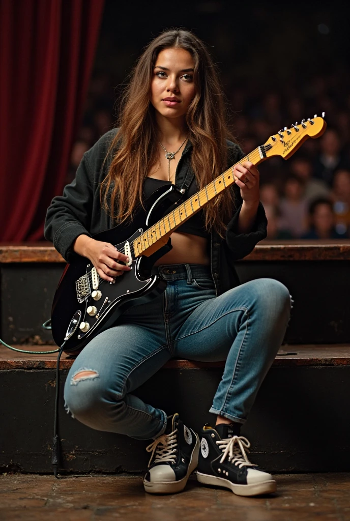 A beautiful 25-year-old model with long brown hair and green eyes ...