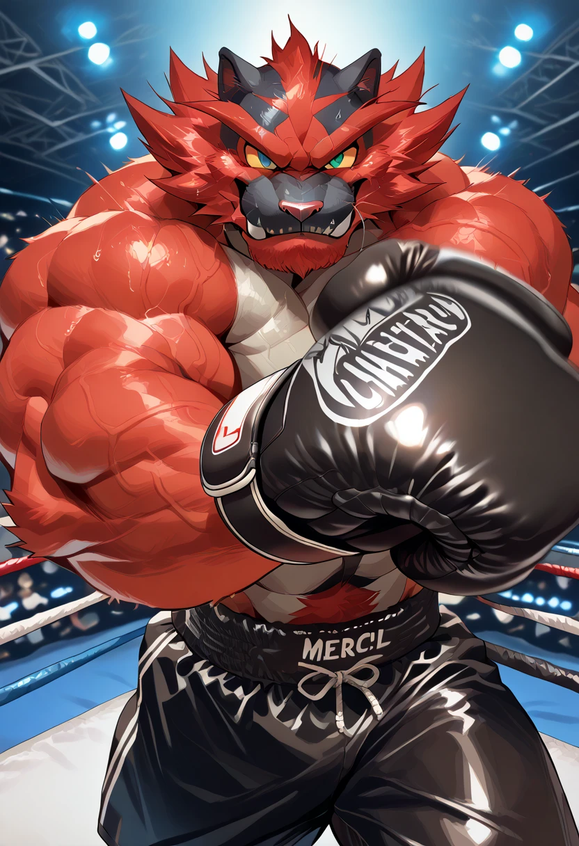 There is a statue of a man in a boxing ring - SeaArt AI