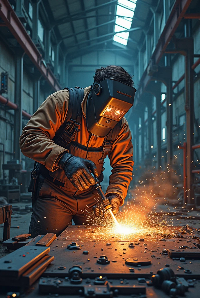 Create a vector drawing of a welder working - SeaArt AI