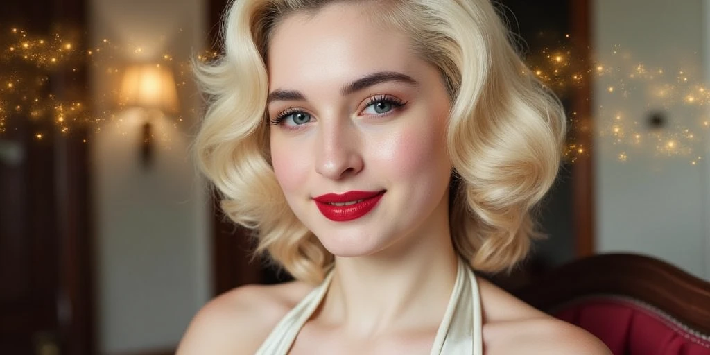 A breathtakingly realistic flux image of Marilyn Monroe, focusing ...