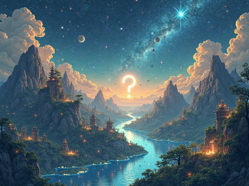 A vast, cosmic landscape where language forms the very structure of ...