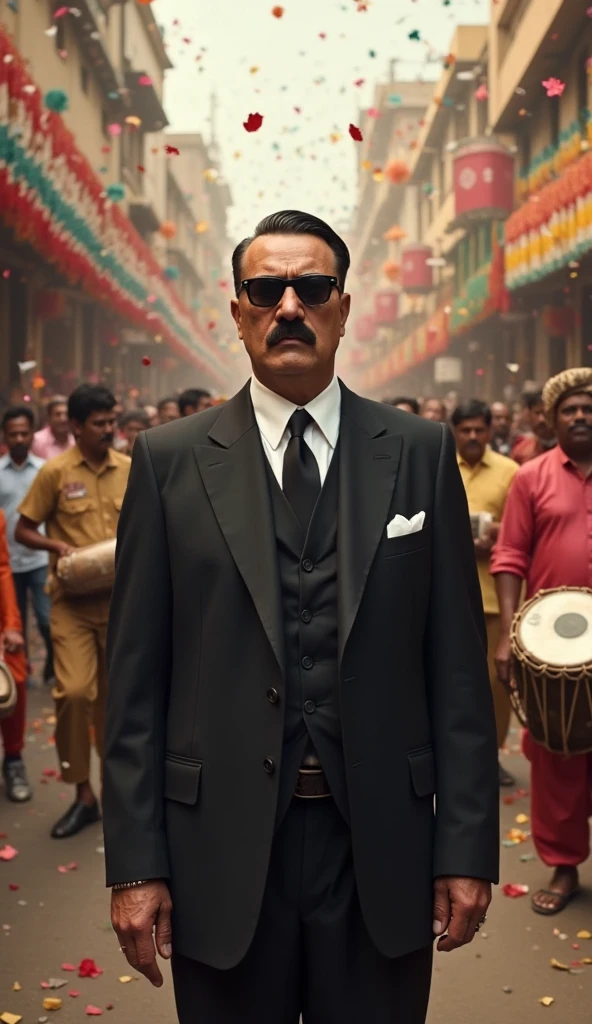 “A man resembling Adolf Hitler, with a small toothbrush mustache and ...