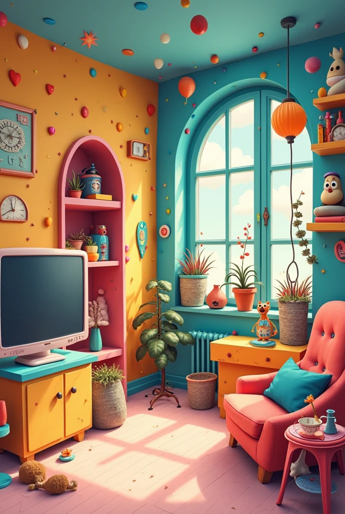 A 2d cartoon room cartoon style - SeaArt AI