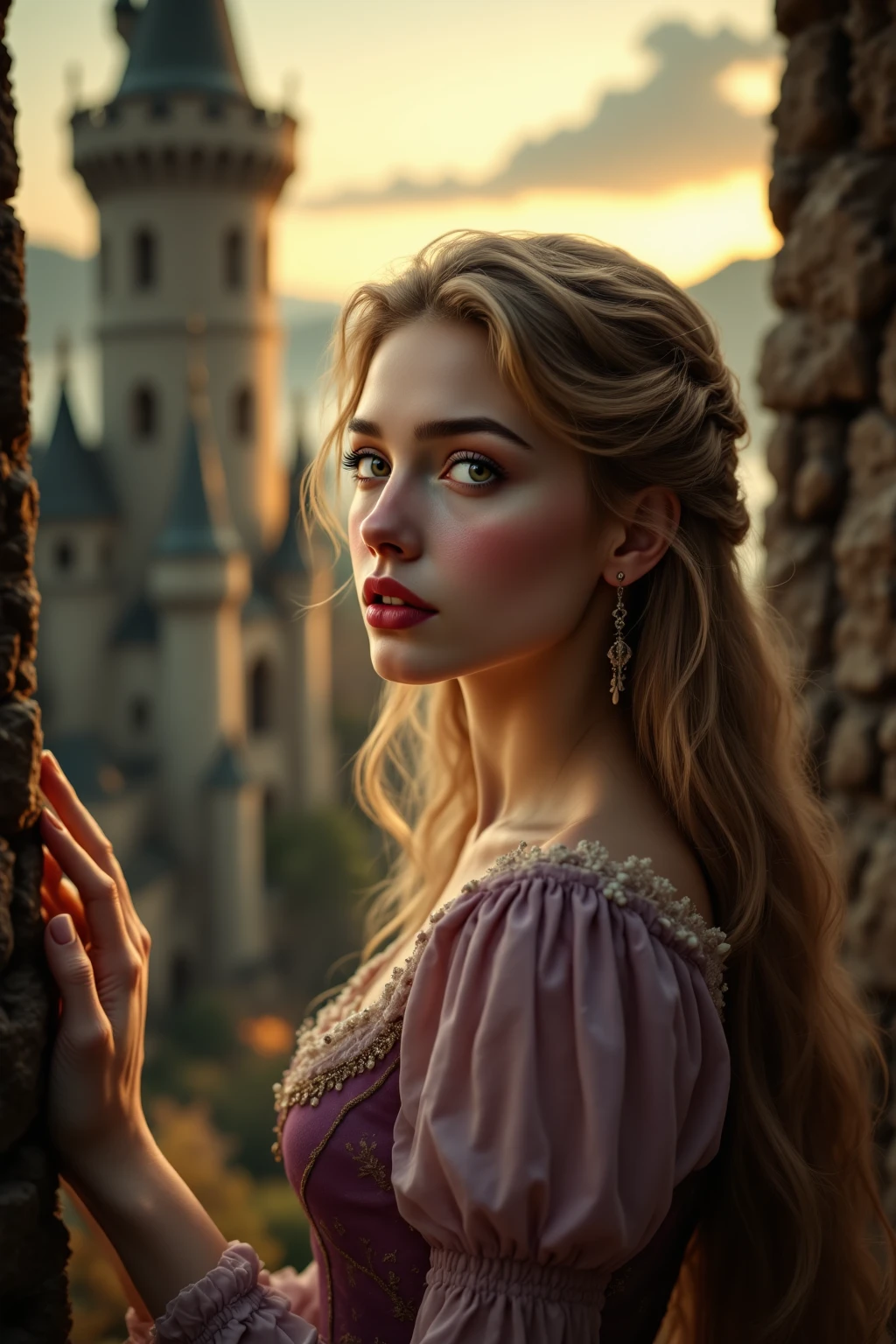 Long-haired Rapunzel, A view from a tall castle, The protagonist of the ...