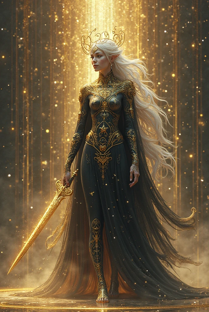 A celestial humanoid figure with an androgynous, graceful and imposing ...