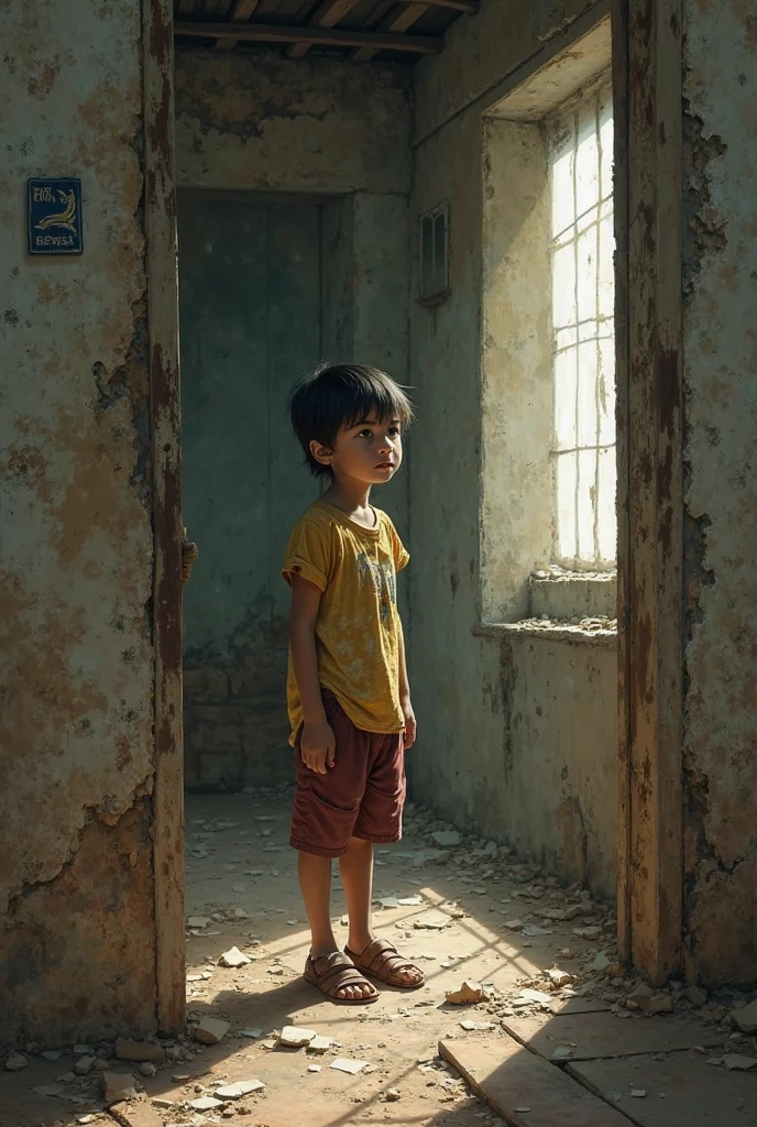 A poor boy in old house - SeaArt AI