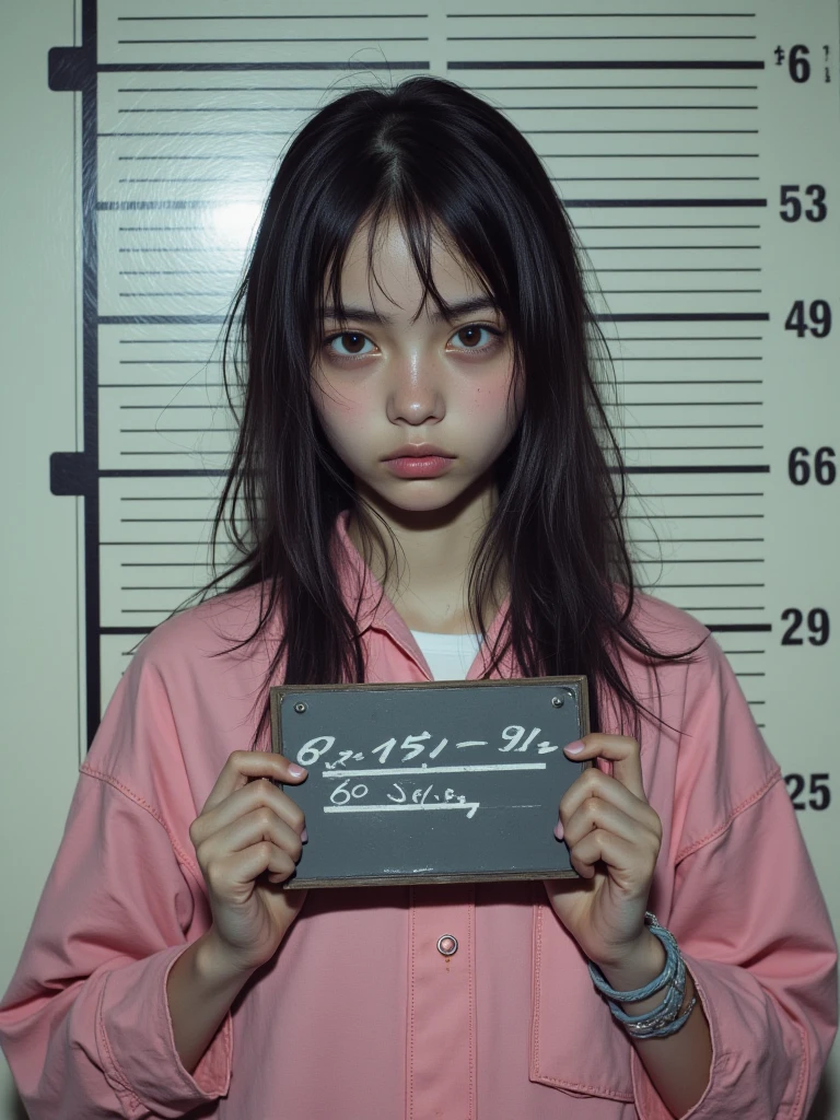 Mugshot photography,Prisoner uniforms are plain pink、there are no ...