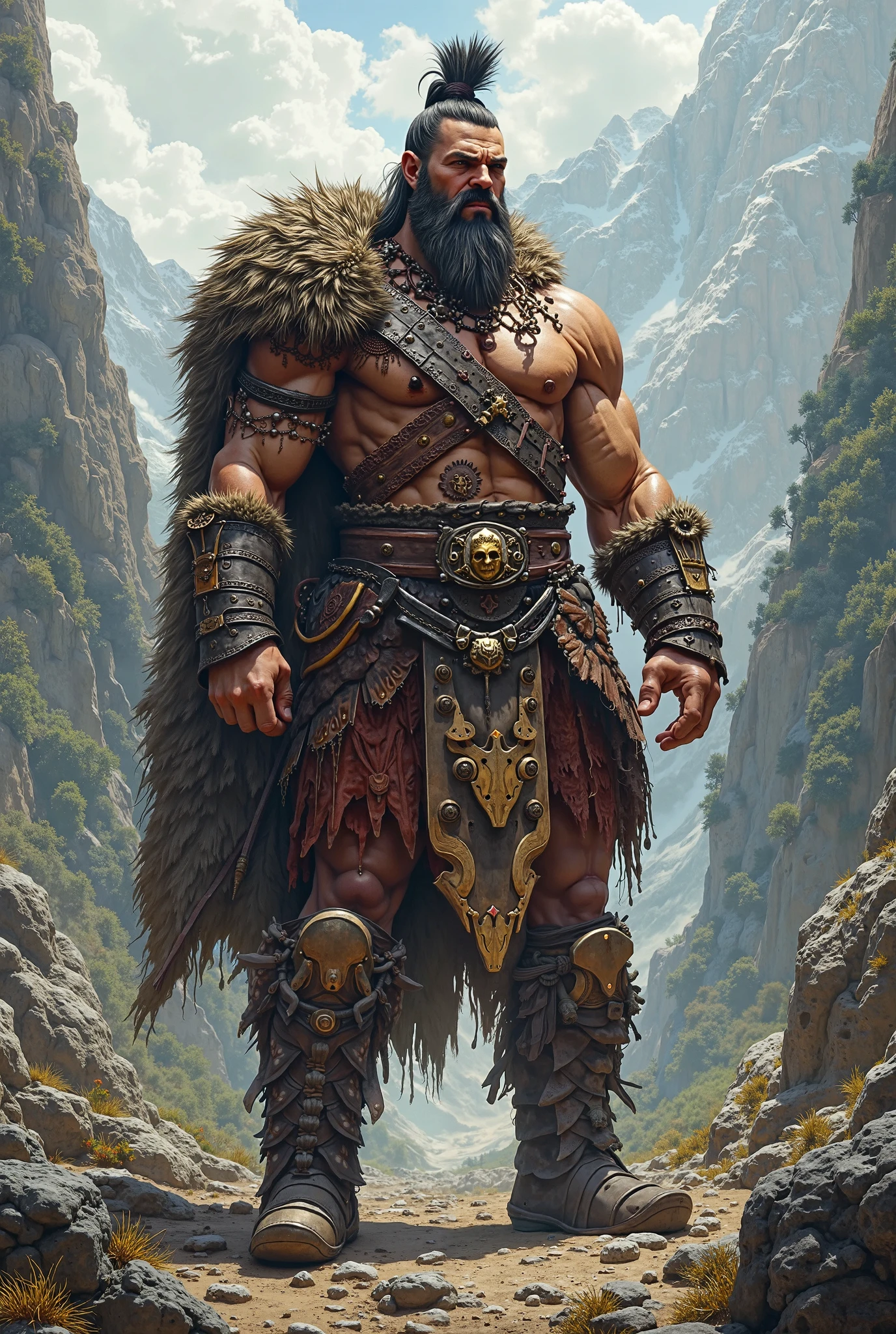 muscular barbarian wearing clothing , full body - SeaArt AI