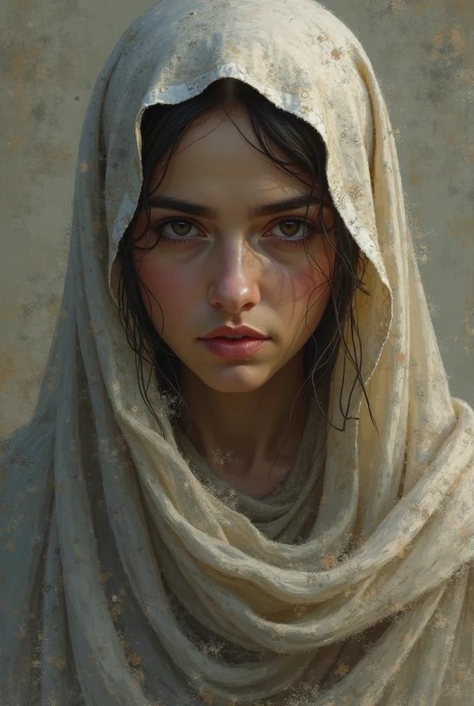 A sad Arab woman wearing a hijab, in Leonardo da Vinci's style - SeaArt AI
