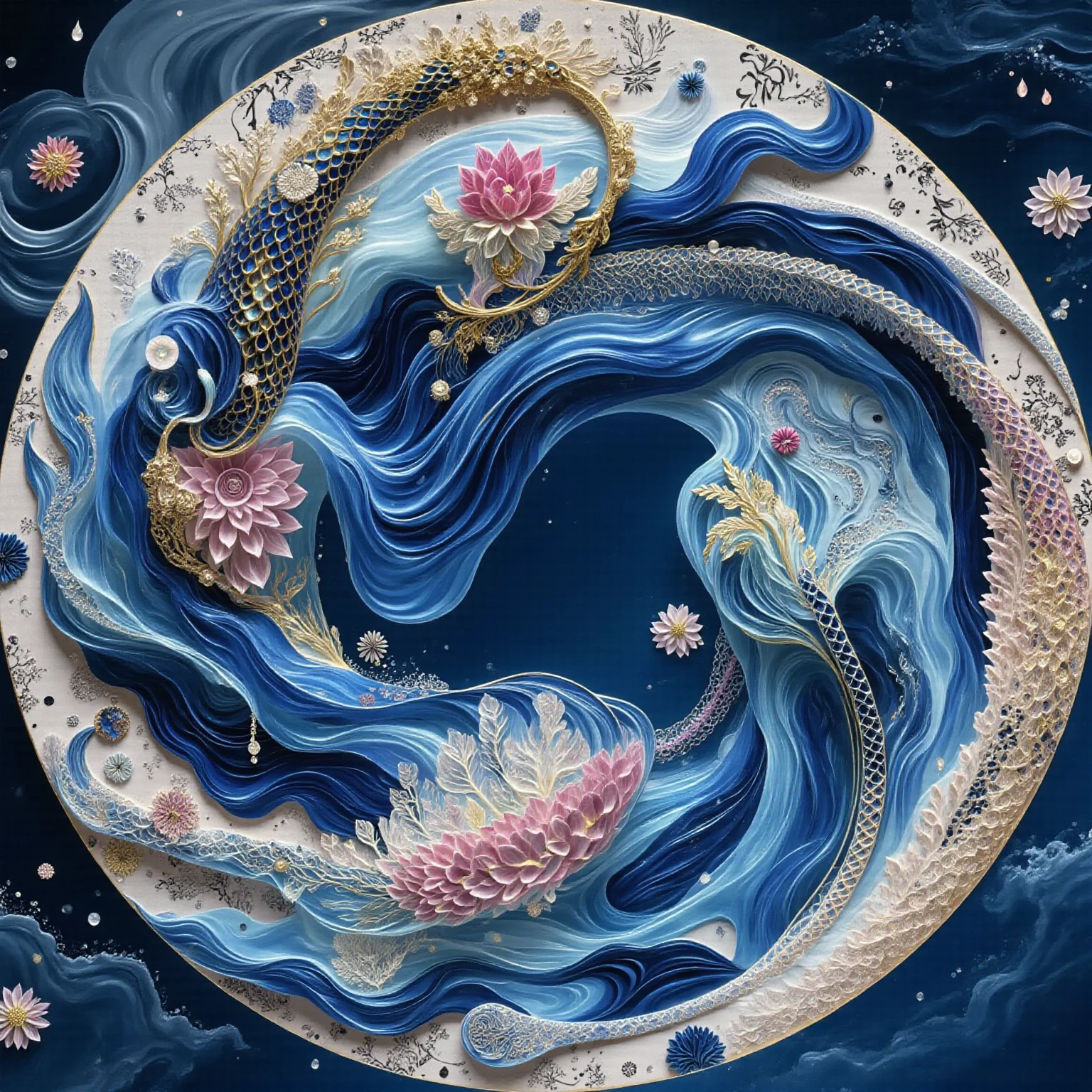 Extreme long shot, 1girl, Moline mermaid swimming in a circle - SeaArt AI