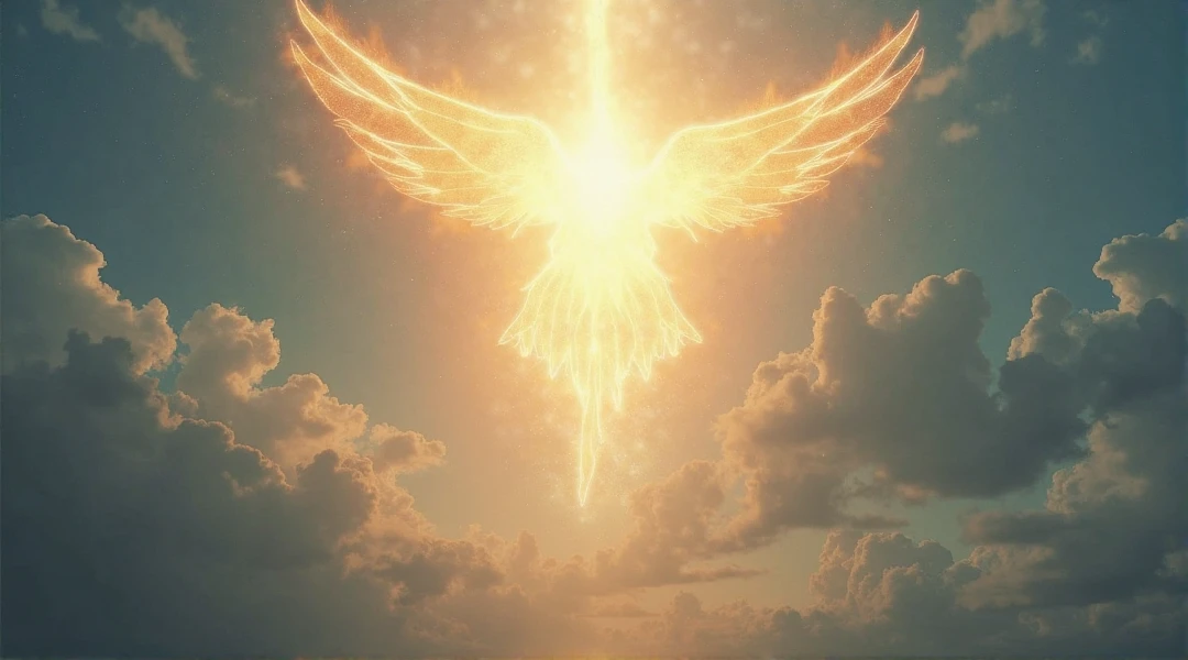 The Holy Spirit appearing as bright light descending from the sky ...