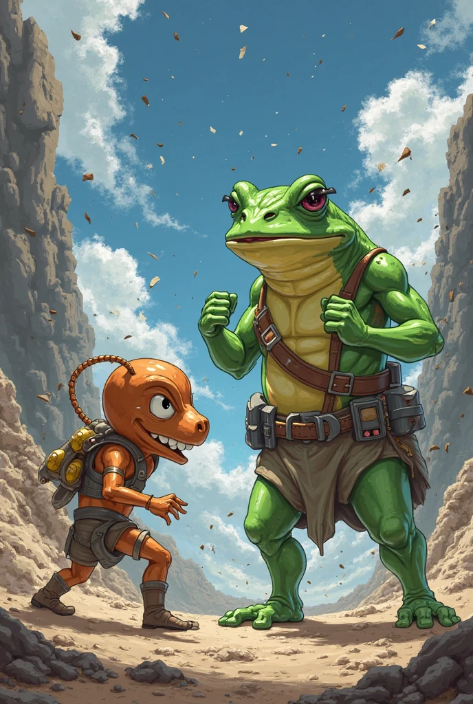 Picture the result of a sincere fight between Keroro and Timo - SeaArt AI