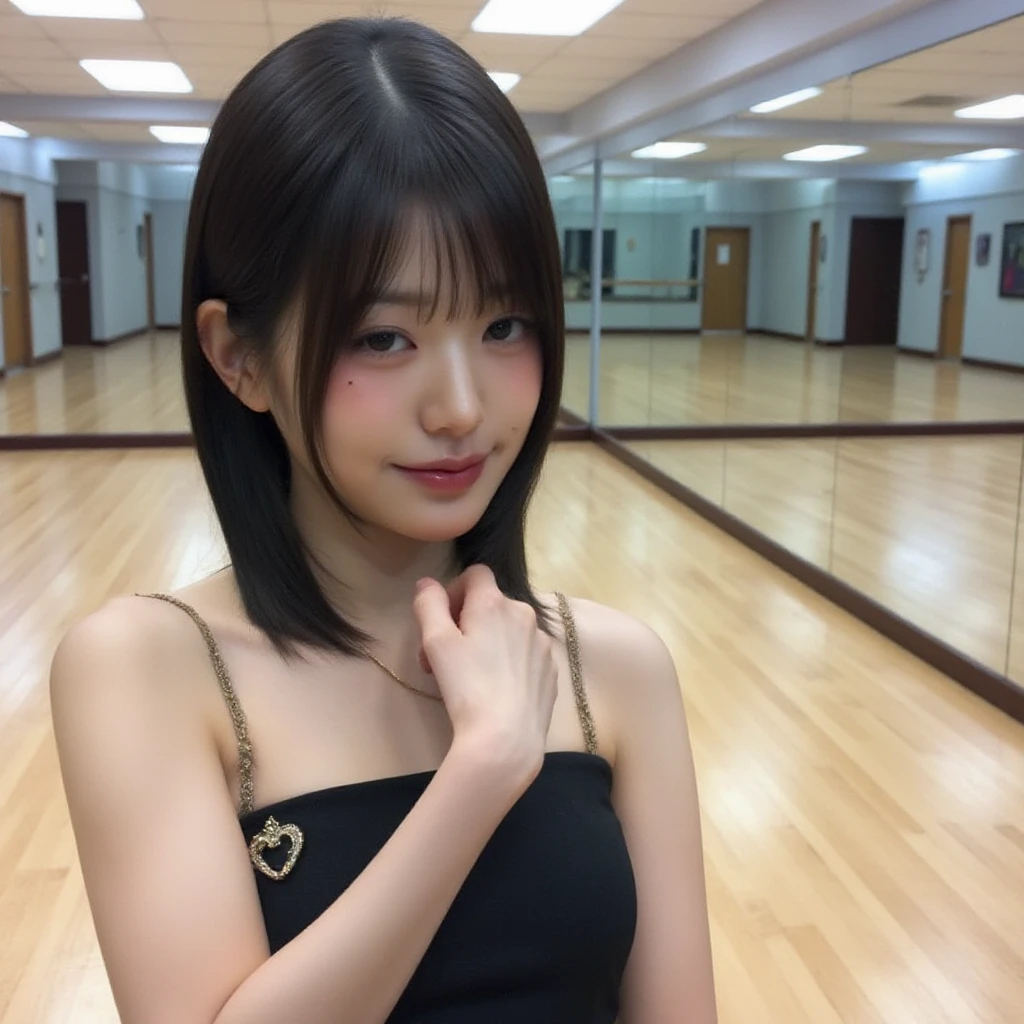 IMG_7249.CR2: young woman with black hair, on a dance pratice room - SeaArt AI