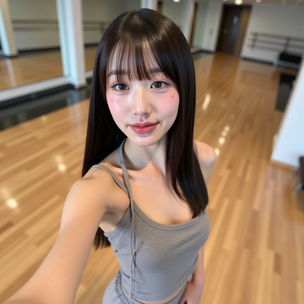 IMG_7249.CR2: young woman with black hair, on a dance pratice room - SeaArt AI