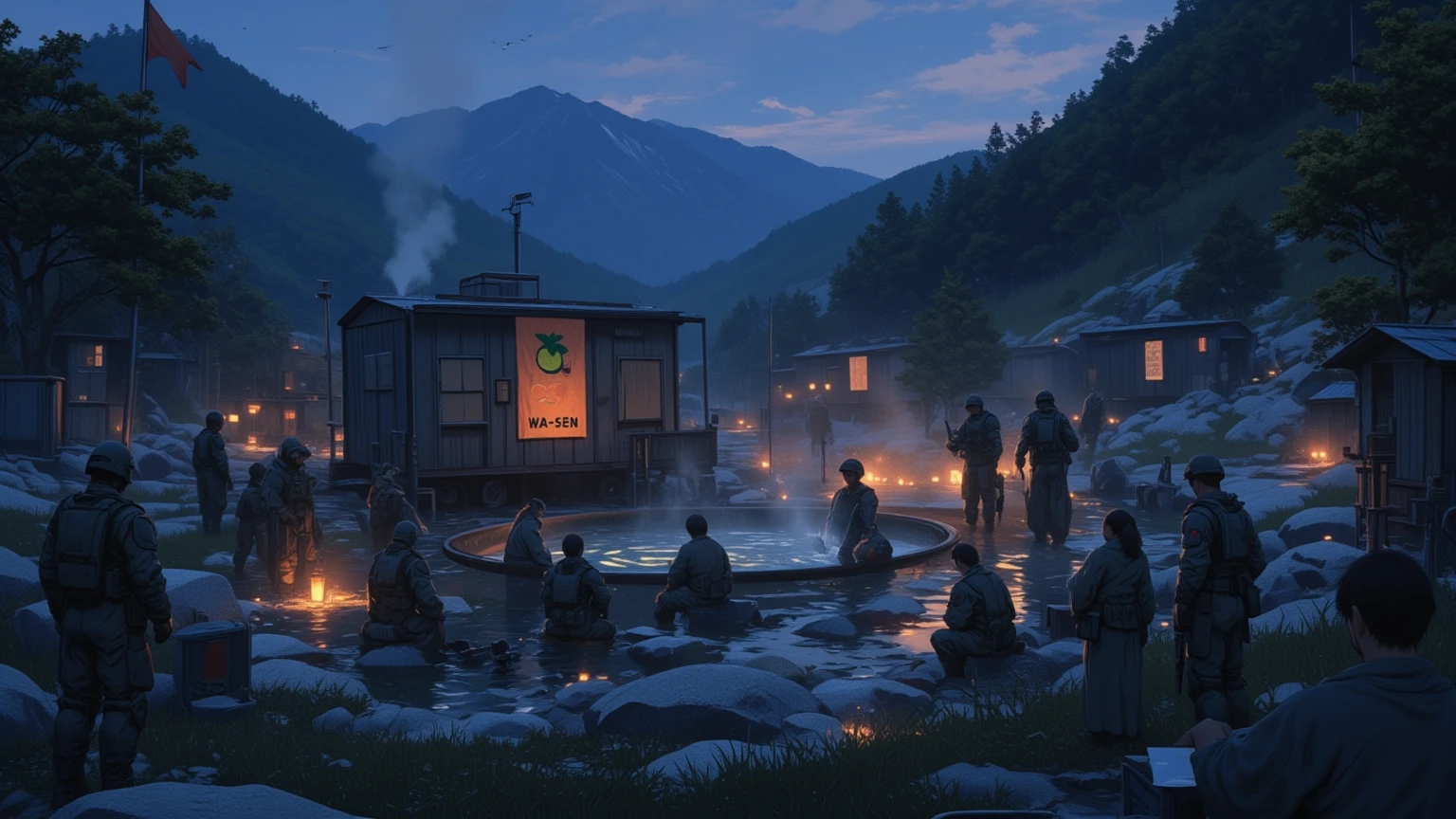 “Peace by Steam – WA-SEN, the Neutral Hot Spring” A mobile open - SeaArt AI