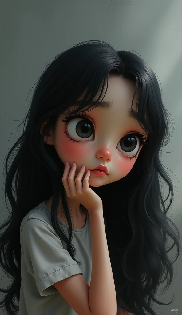 3D drawing of a girl scratching her eyes - SeaArt AI