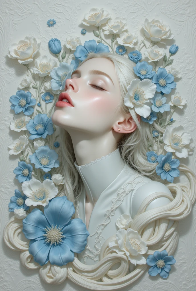 A dreamy, ethereal portrait of a young woman with closed eyes - SeaArt AI