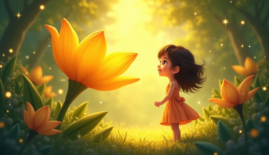 A big yellow flower slowly blooming for the first time in front of Noor ...