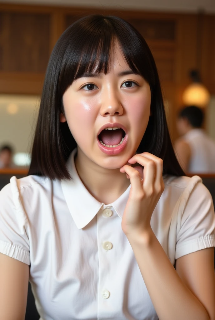 (((Pain々Scary Distorted Profile1.5)))、 beautiful brown-haired woman ...