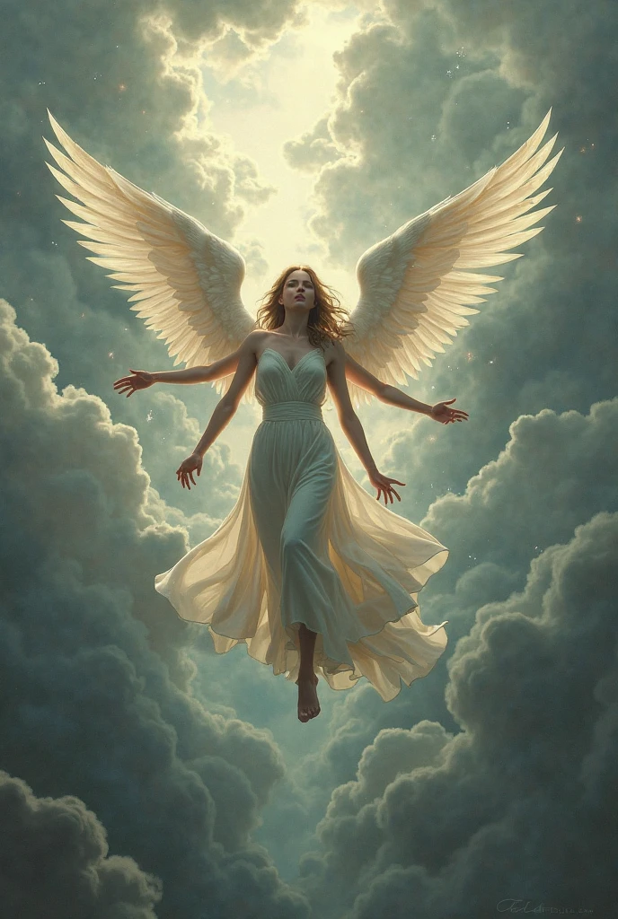 An angel woman being expelled from heaven - SeaArt AI