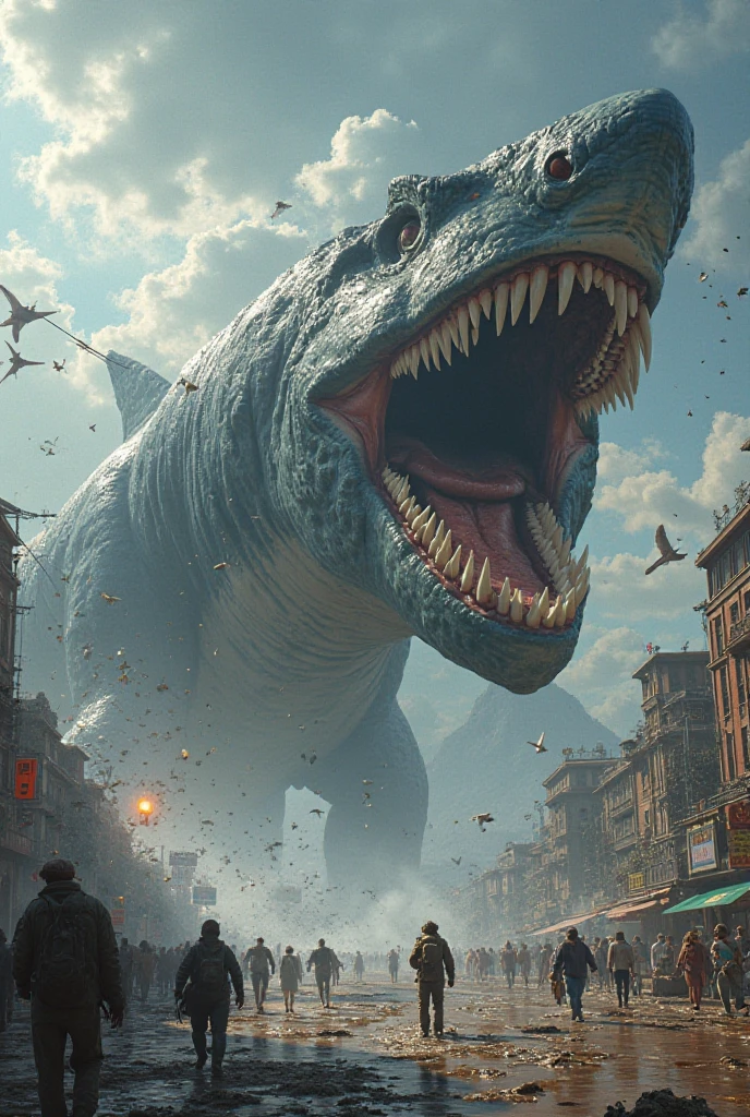 Sharkosaurus attacking the city of Rio de Janeiro in World War II 1933 ...