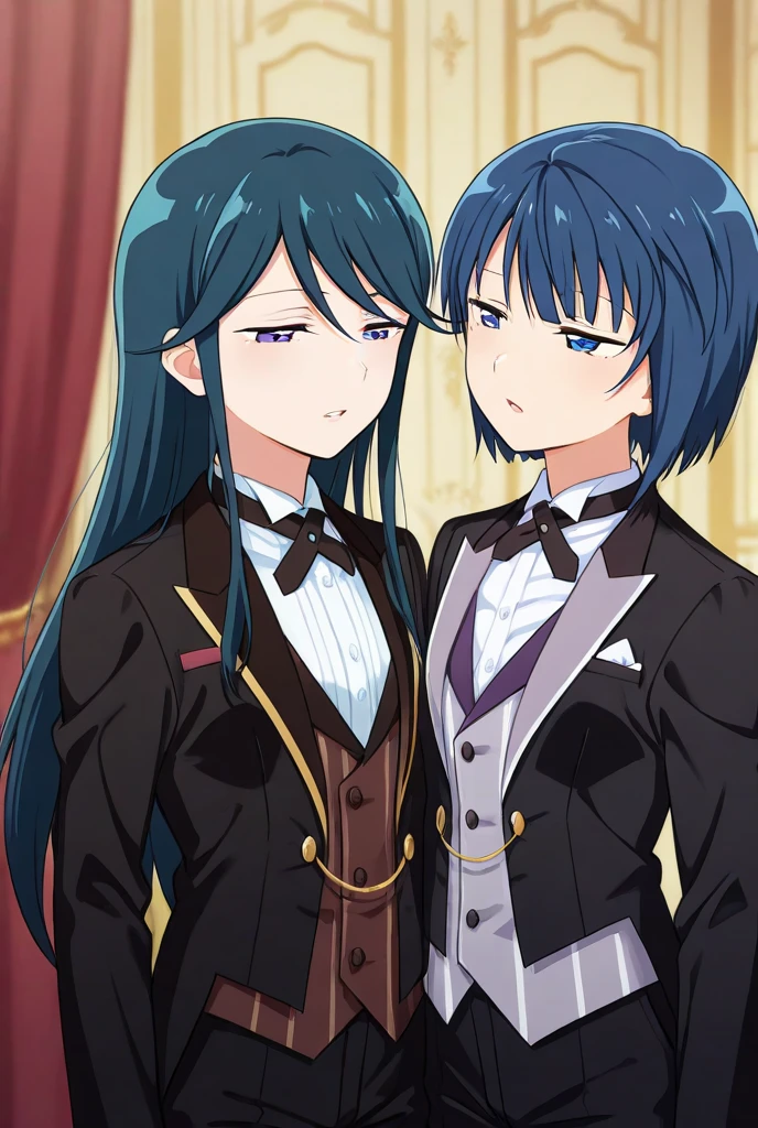 Hoshino ichika, kiritani haruka, 2girls, butler's uniform, parted lips ...