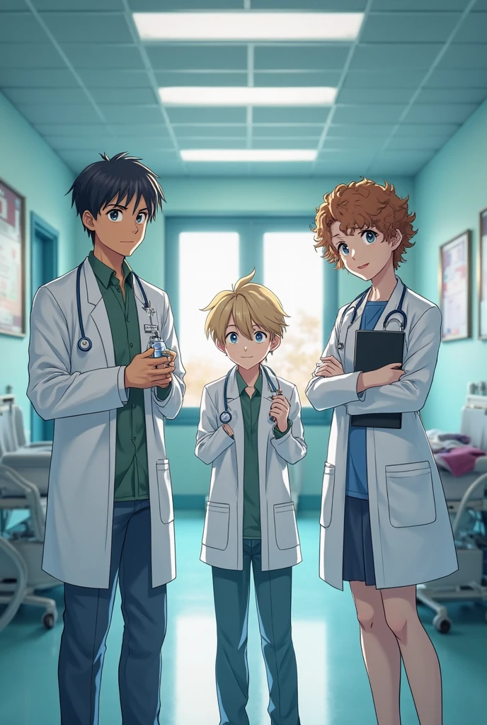 Creates an image that contains in the background the emergency room of ...