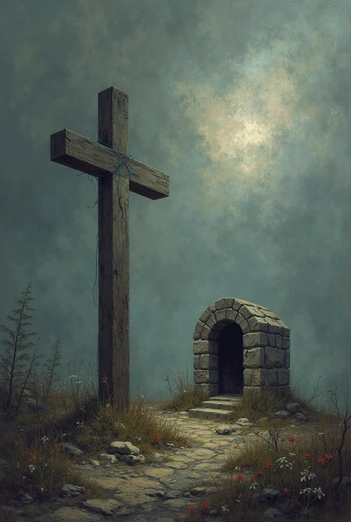 Another image of the empty cross and the open sepulcher - SeaArt AI