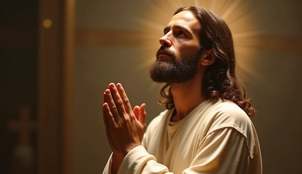 Jesus prays with his hand raised — a symbol of bestowal. - SeaArt AI
