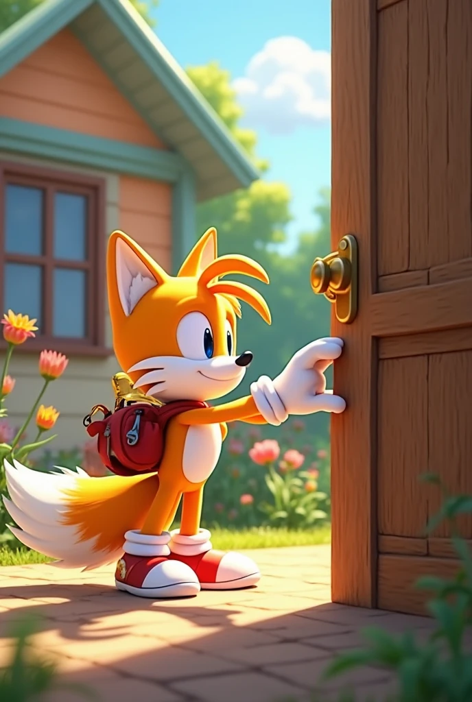 "Animated cartoon-style image of Tails (from Sonic) standing outside a ...