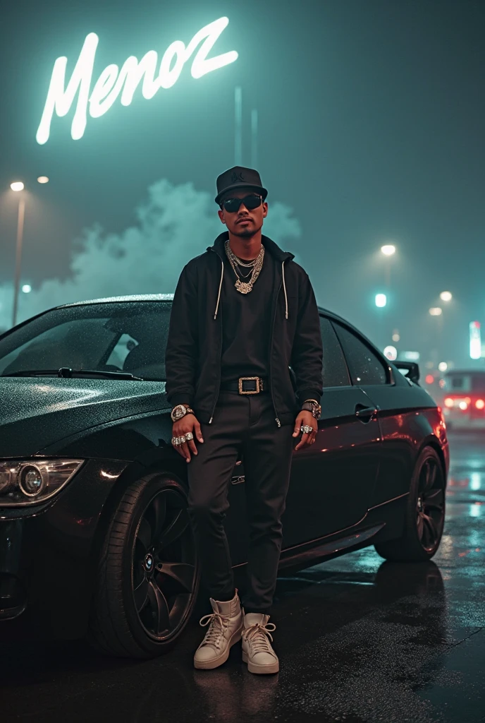 Asian rapper pimp rings jumps out of BMW e92 coupé , A billboard in the ...