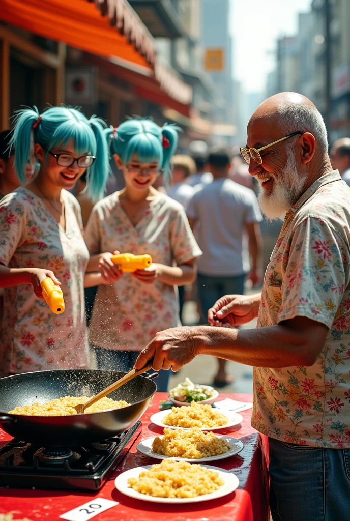 A realistic scene of the Songkran festival on a crowded Thai street ...
