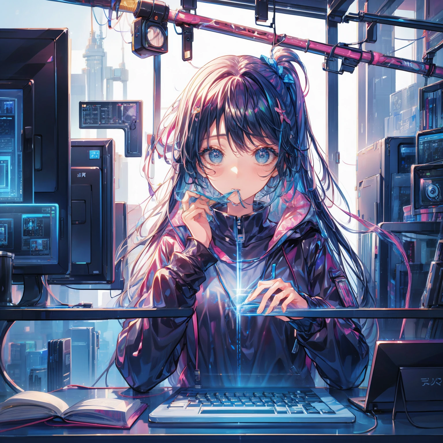 Anime style illustration "Kyoto Animation", top quality, hacker ...