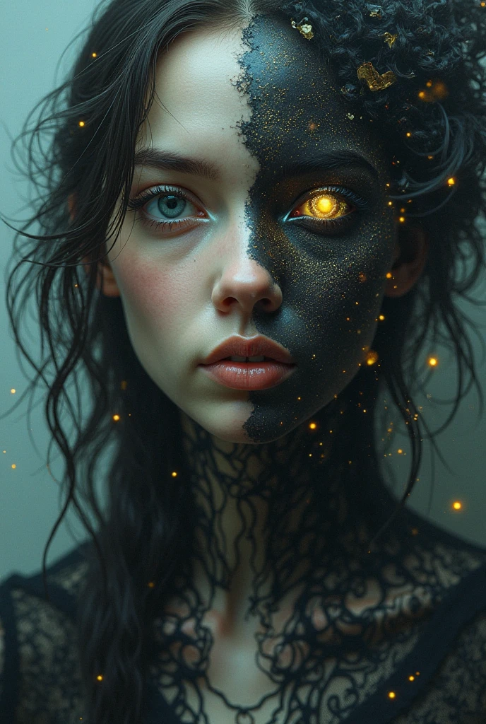 Two face girl with different colors - SeaArt AI