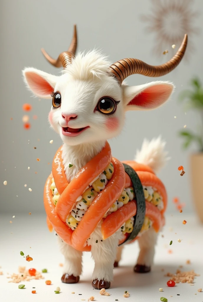 Combine goat and sushi make the same character and form as above ...