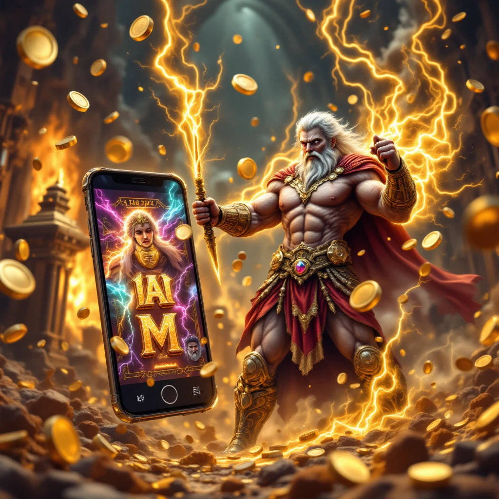 "Design a dynamic and fantastical scene centered around a muscular ...