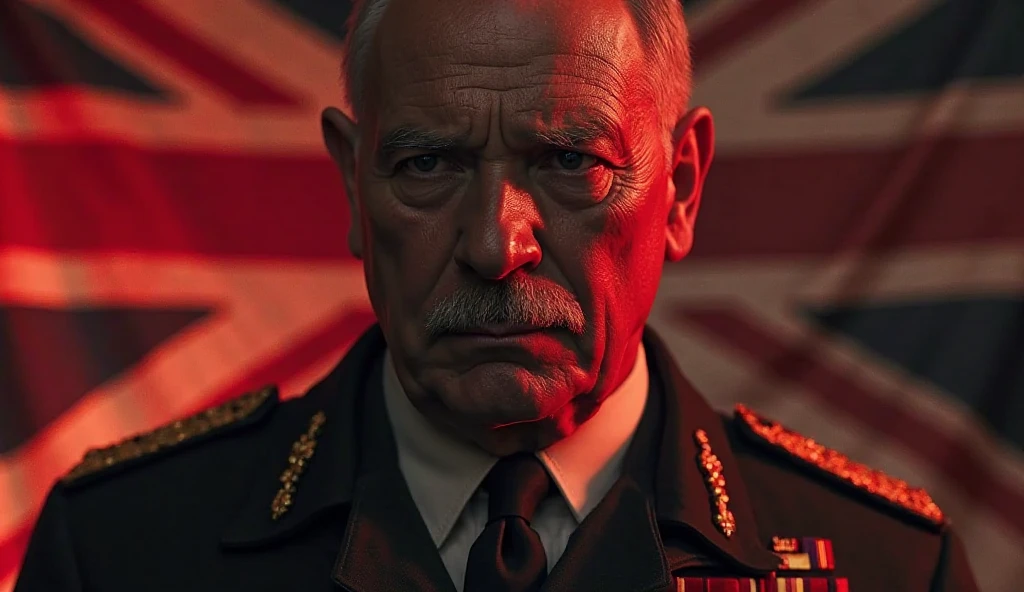 Close-up of General Dyer’s face with a cold, emotionless expression ...