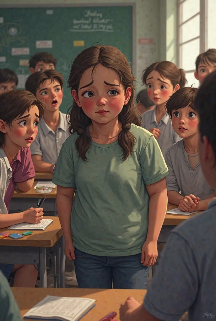 Let it be that in a class a girl was being mocked because she is fat ...