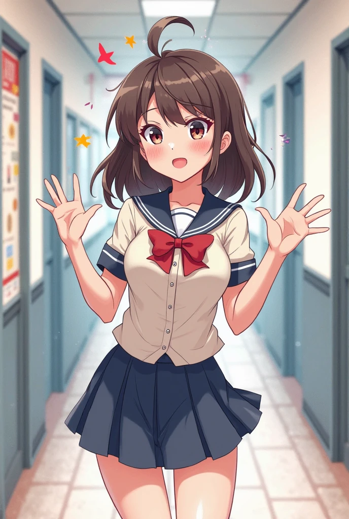 High school girl farting in anime style - SeaArt AI