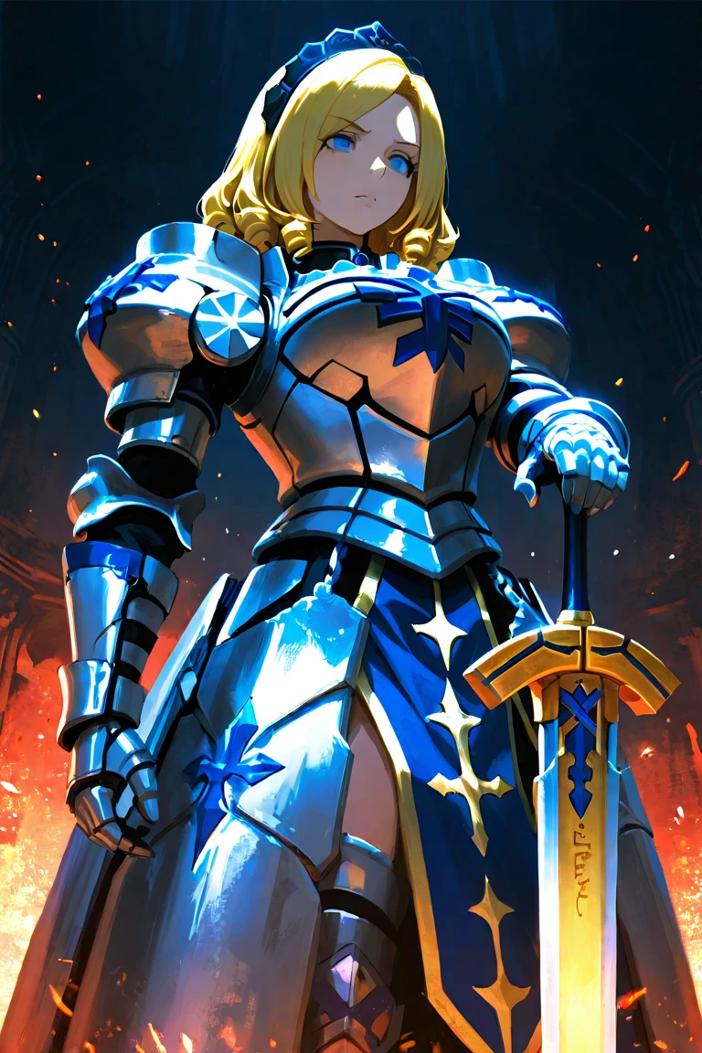 Solution Epsilon from overlord wears a regal blue and silver armored dress - SeaArt AI