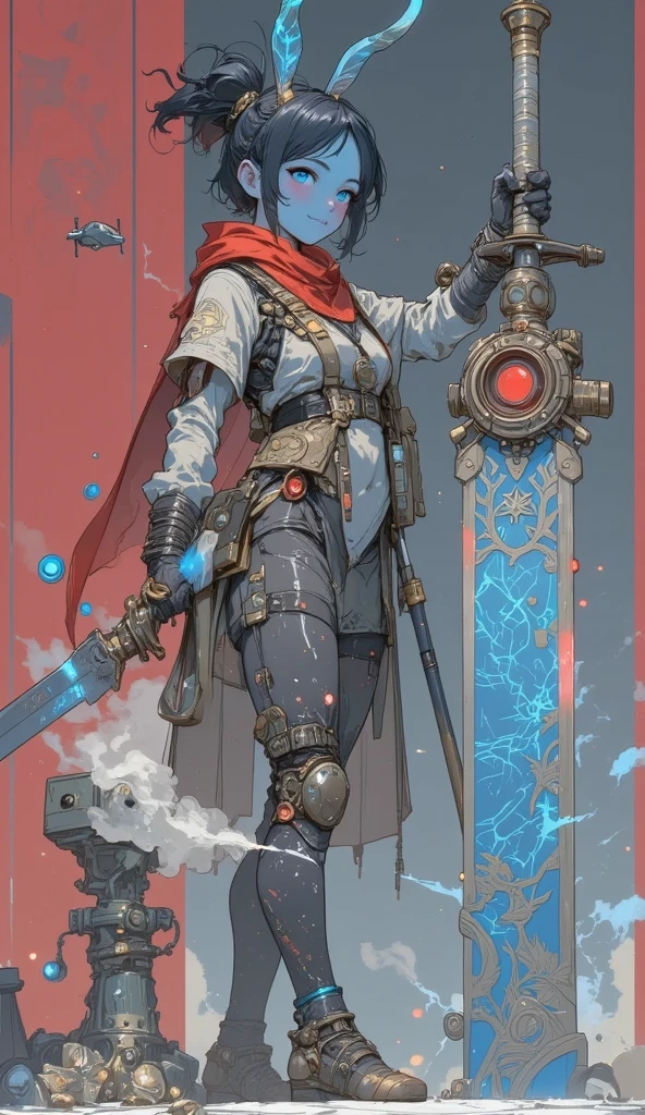 Create a highly detailed and futuristic depiction of a female character ...