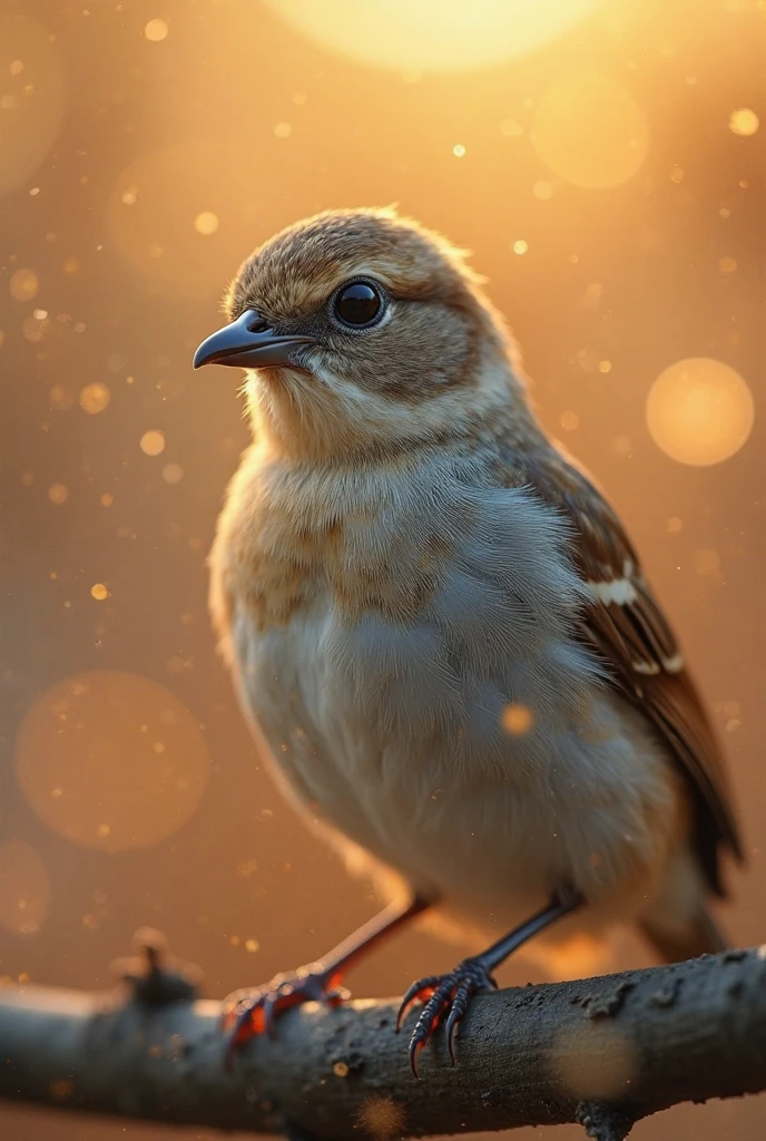 A mesmerizing close-up portrait of a gorgeous little bird illuminated ...