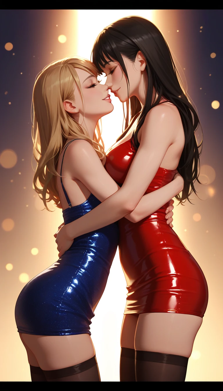 Yuri couple, two girls, looking on each other with passion, smile - SeaArt AI