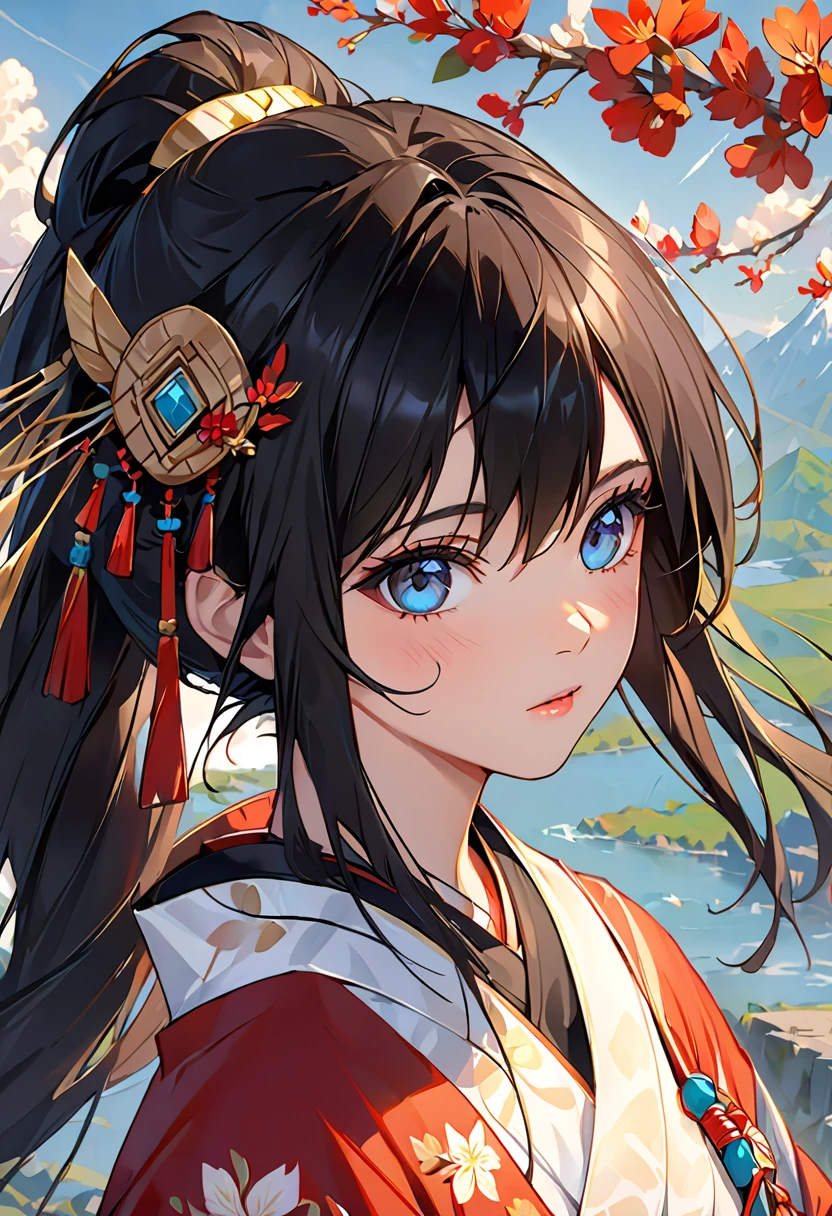 Black hair, 1 girl, beautiful face, Beautiful Eyes,length_hair - SeaArt AI