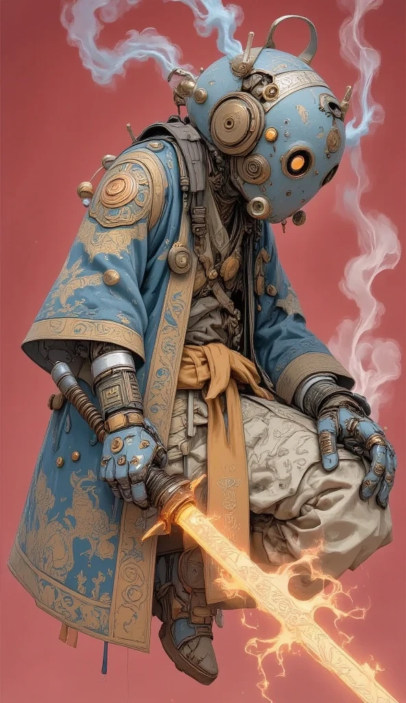 Create a highly detailed and visually striking humanoid robot character ...