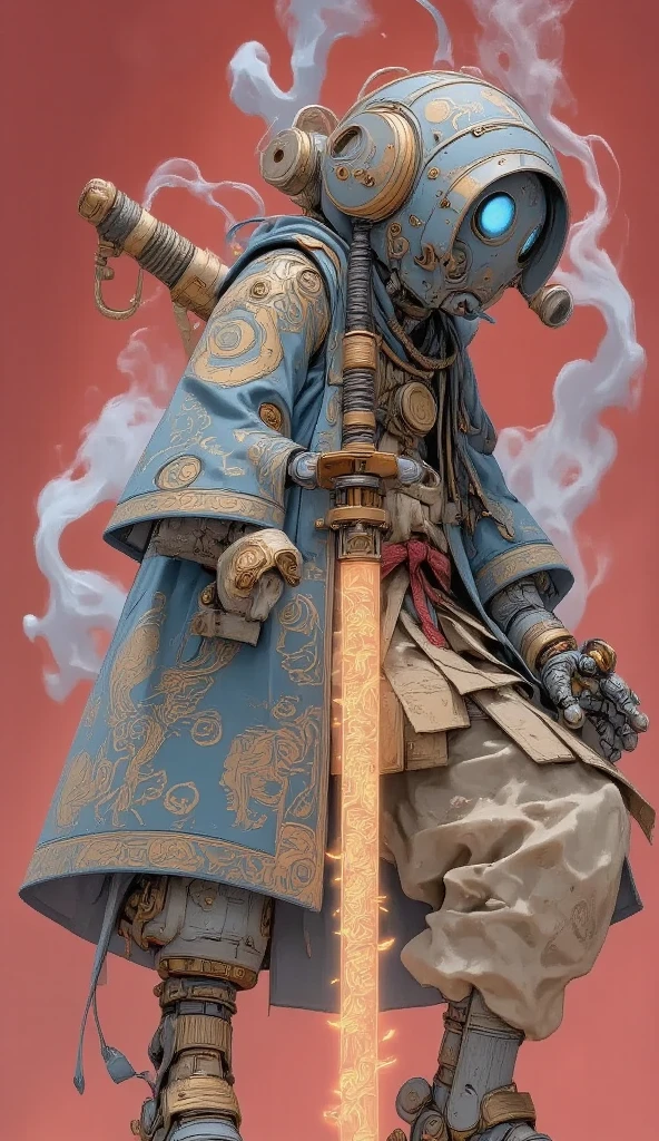 Create a highly detailed and visually striking humanoid robot character ...