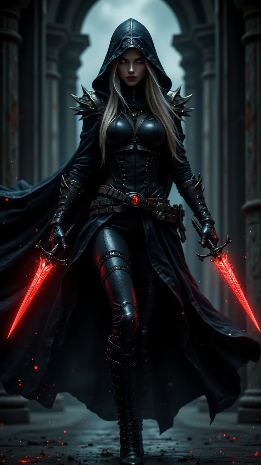 A highly detailed illustration of a fast and agile dark elf assassin ...