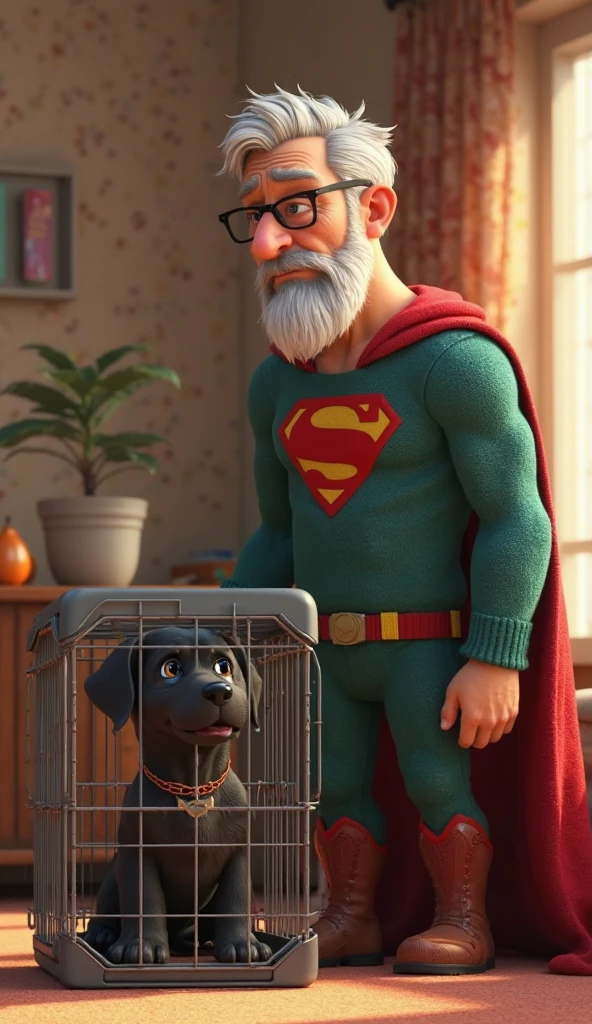 Character: Elderly Superman (60 years old): Superman is depicted with ...